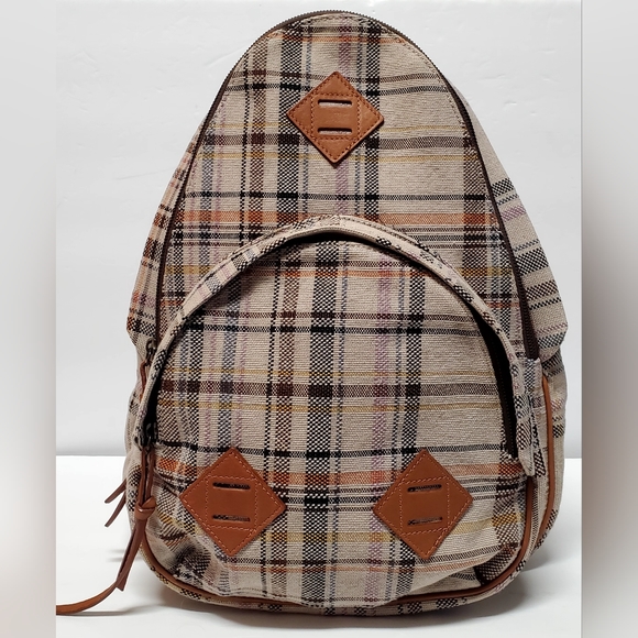 Sundance | Bags | Sundance Plaid Woven Leather Backpack ...